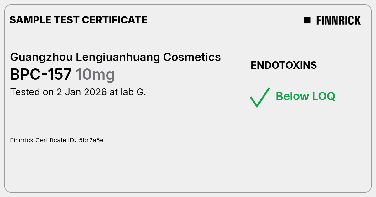 BPC-157 by Guangzhou Lengiuanhuang Cosmetics - Test Certificate ...